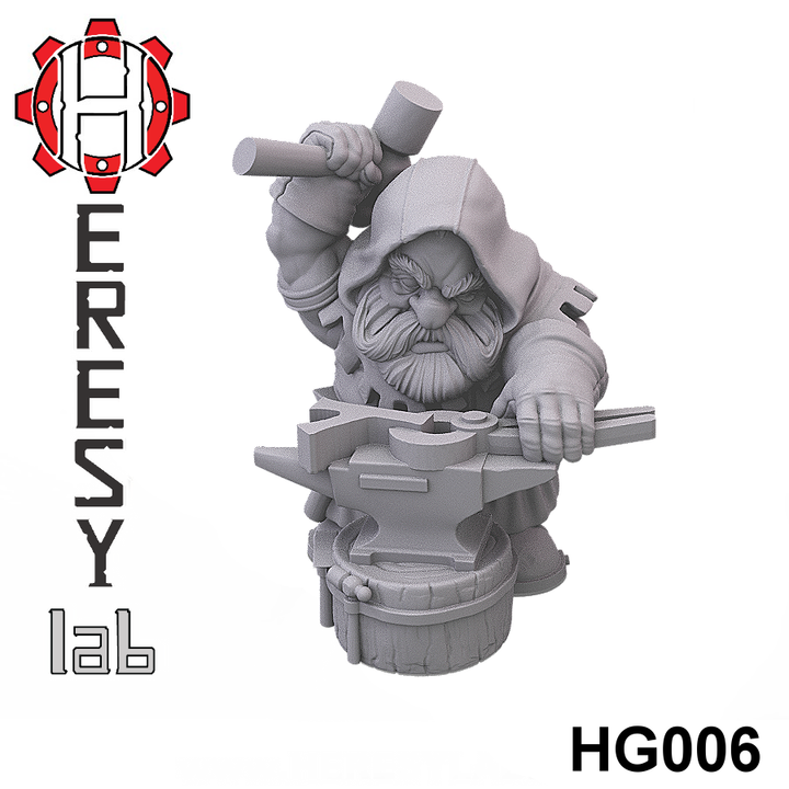 3D Printable Heresylab - HG006 - Dwarf Rune Smith - supported and not ...