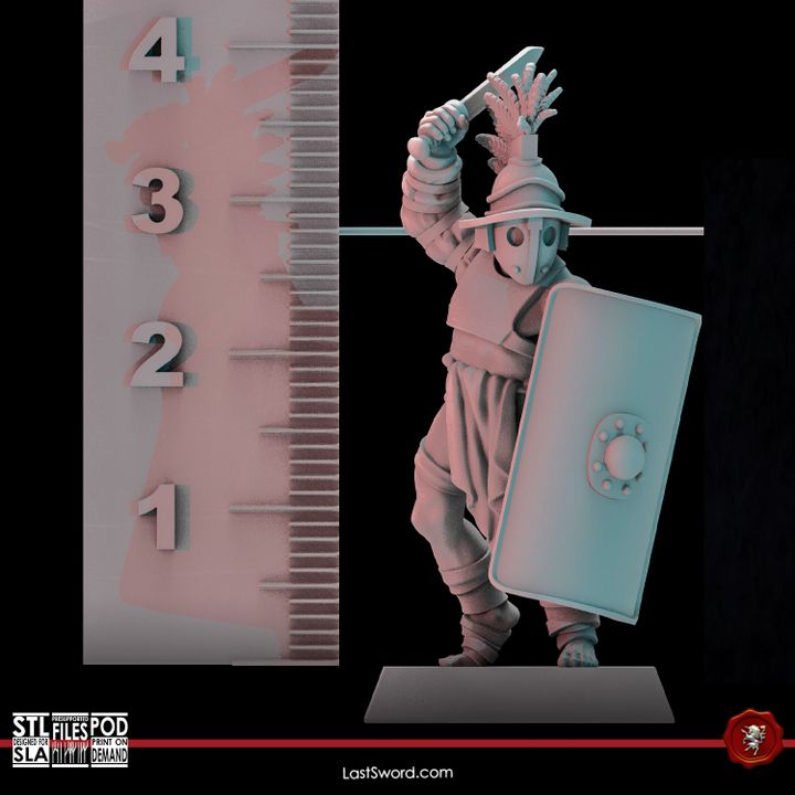 3D Printable Samnite, Gladiator by LastSword Miniatures