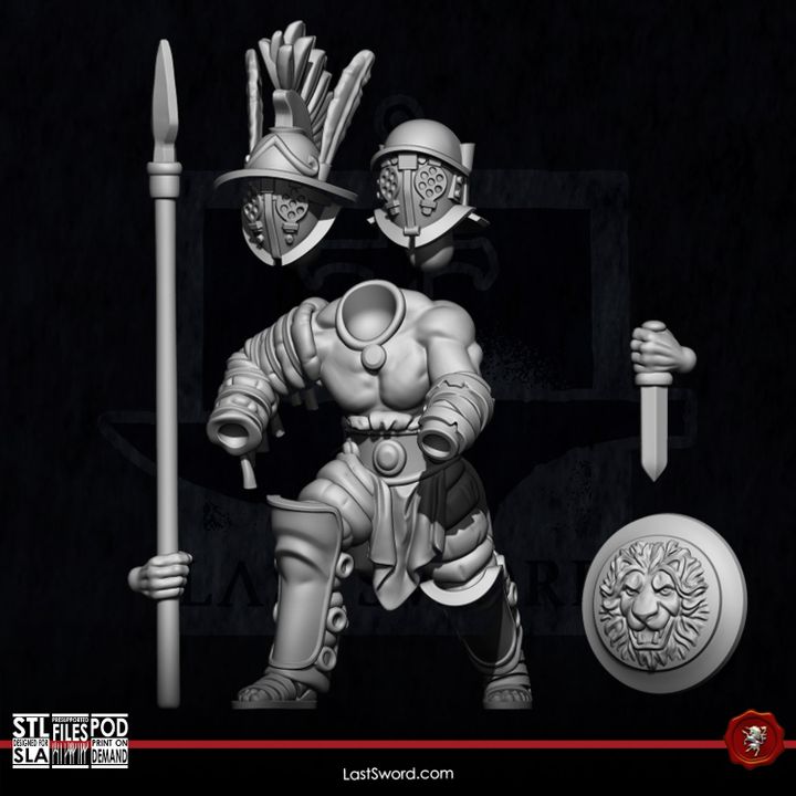 3D Printable Hoplomachus, Gladiator by LastSword Miniatures
