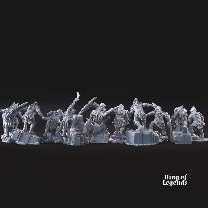3D Printable 10x Warriors with sword and shield | Goblins of the Cave ...