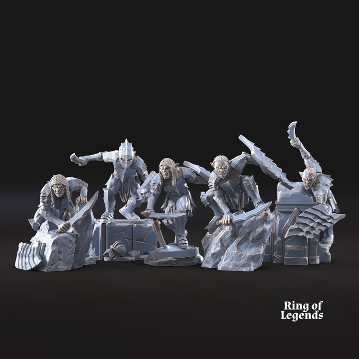 3D Printable 10x Warriors with sword and shield | Goblins of the Cave ...