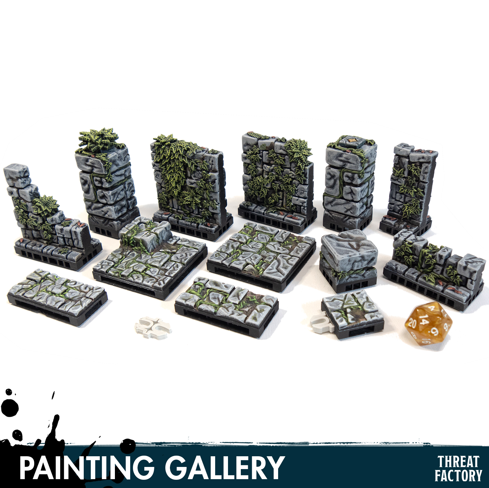 3D Printable Ruined terrain modular (OpenLock) - PART 1 by Threat Factory