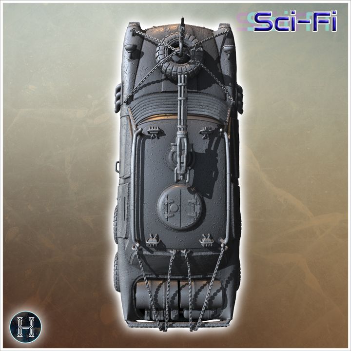 3D Printable Armored vehicle with mounted turret, spiked wheels, and ...