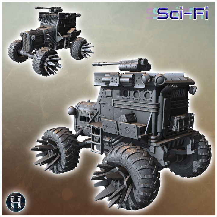 3D Printable Heavy-duty off-road vehicle with large reinforced wheels ...