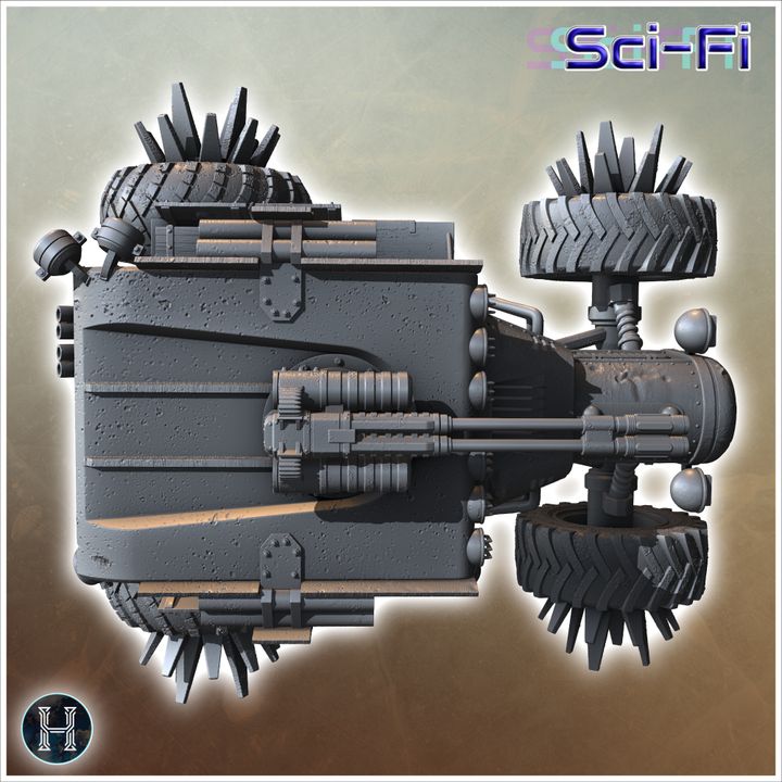 3D Printable Heavy-duty off-road vehicle with large reinforced wheels ...