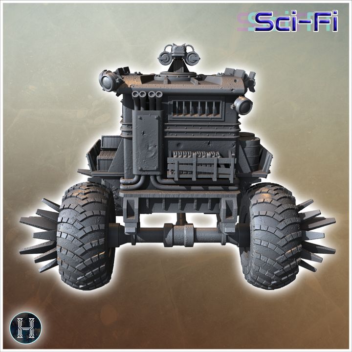 3D Printable Heavy-duty off-road vehicle with large reinforced wheels ...