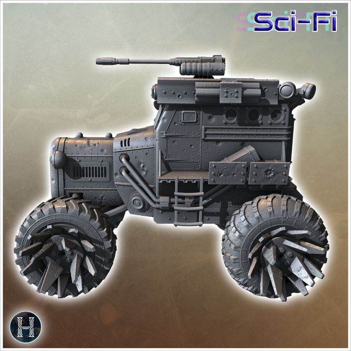 3D Printable Heavy-duty off-road vehicle with large reinforced wheels ...