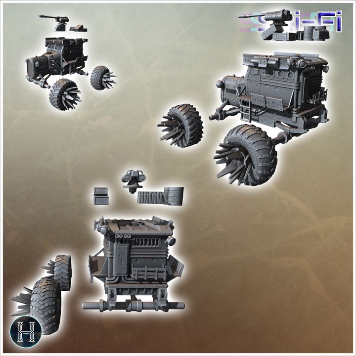 3D Printable Heavy-duty off-road vehicle with large reinforced wheels ...