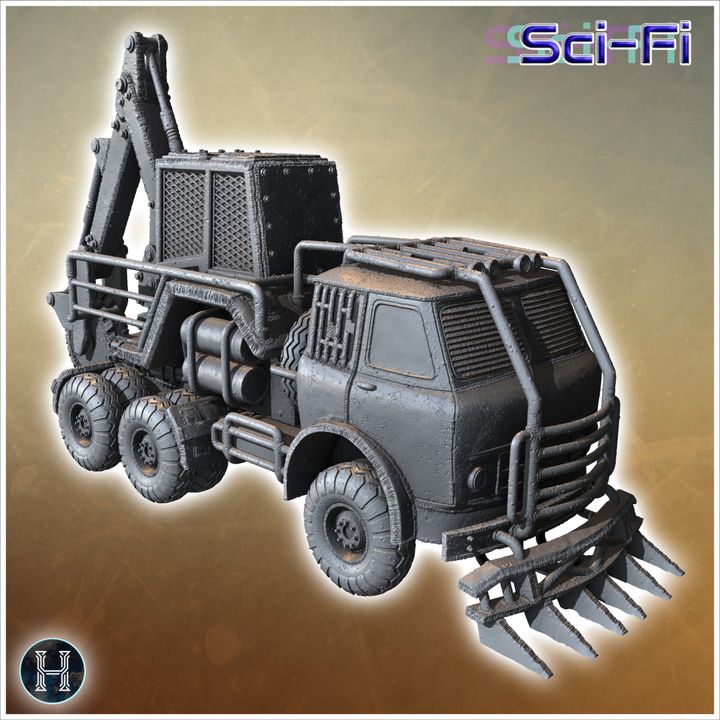 3D Printable Car with reinforced armor, multiple spikes, and mounted ...