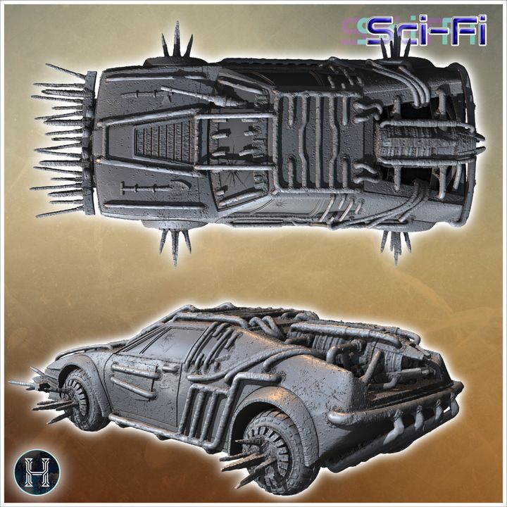 3D Printable Armored SUV car with heavy-duty chains, reinforced bumpers ...