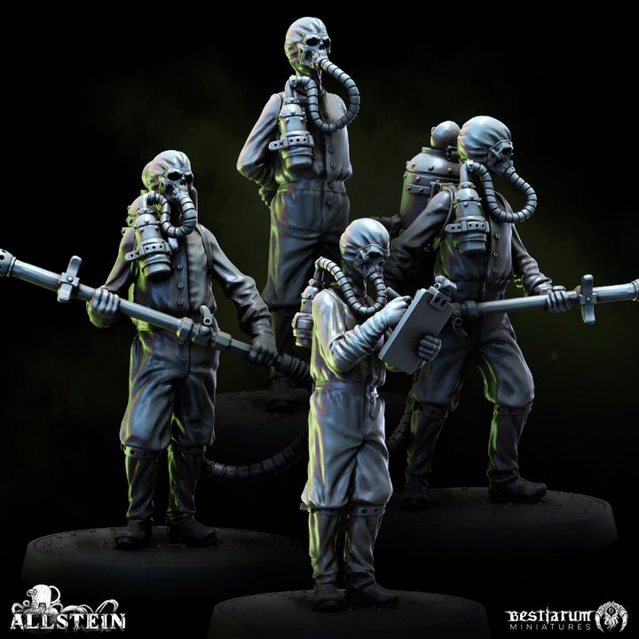3D Printable Lab Attendants x 4 by Bestiarum Miniatures
