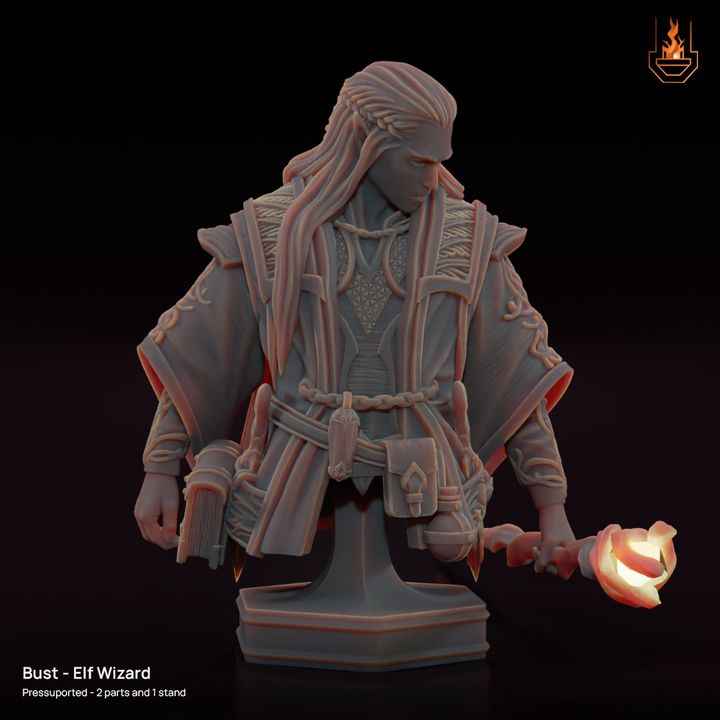 3D Printable Bust - Elf Wizard by Magnetic Foundry
