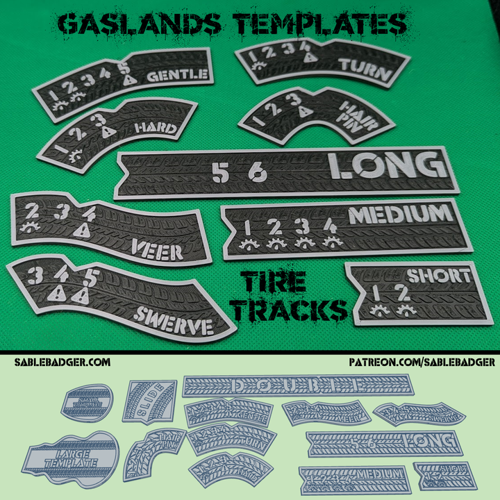 3D Printable Gaslands - Deluxe Templates - Tire Tracks Theme by brander ...