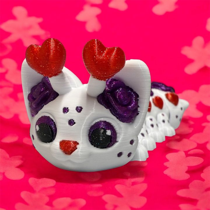 3D Printable Valentine Cat-er-pillar Articulated Flexi by Rebel Alicorn ...