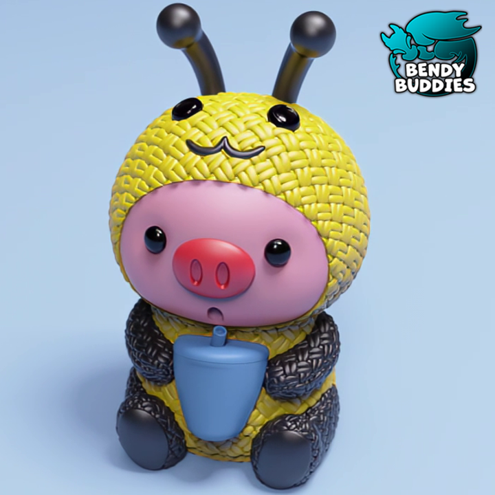 3D Printable Piggy Bee Costume / Cute Knitted Beast Model / Collectible ...