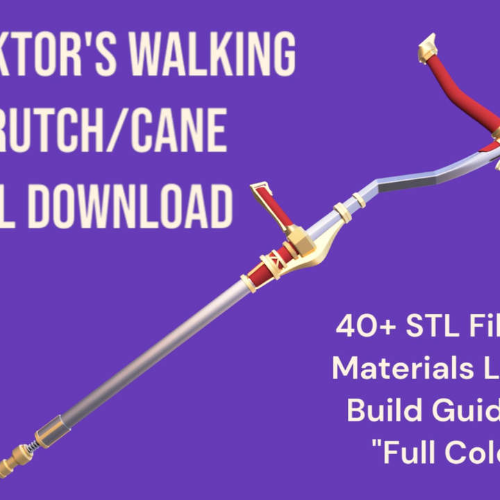 3D Printable Viktor's Walking Crutch - Staff, Prop, Cane - Arcane ...