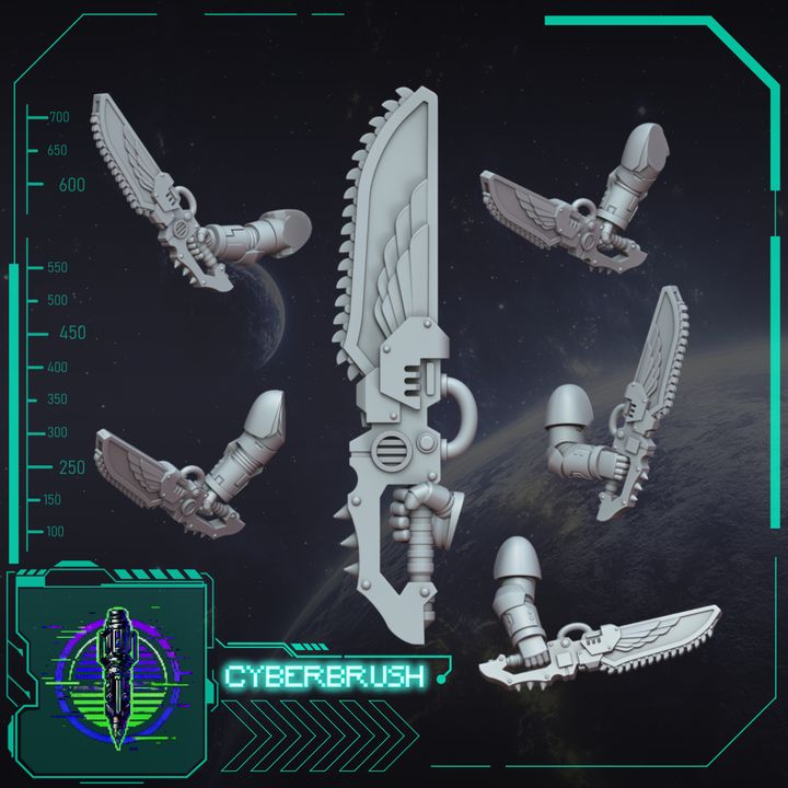 3D Printable Neutral Chainsword set 1 by Cyberbrush