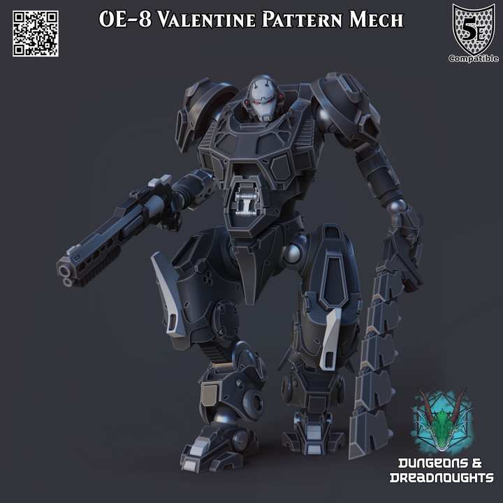 3D Printable OE-8 Valentine Pattern Mech (Posable) - 5e Stats Included ...