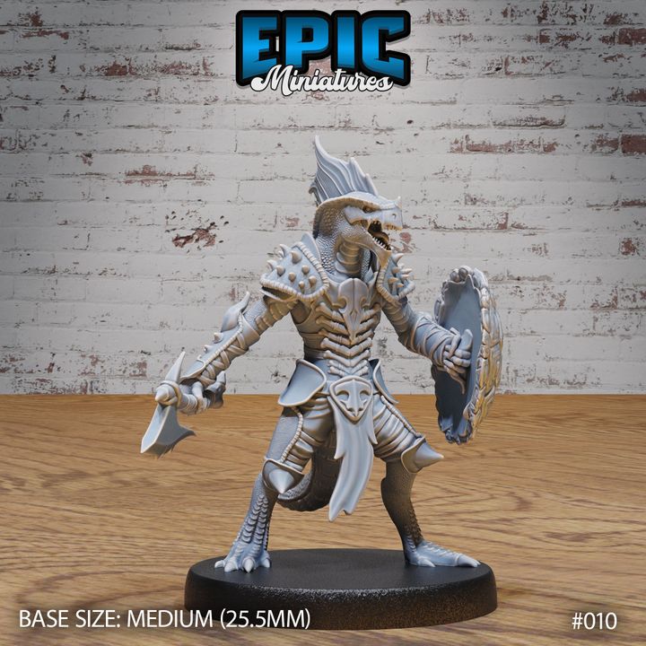 3D Printable Lizard Folk Army Axe & Shield / Reptilian Humanoid ...