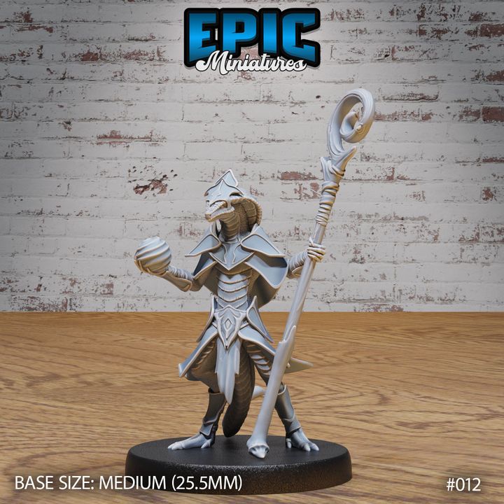 3D Printable Lizard Folk Army Sorcerer / Reptilian Humanoid Magician ...