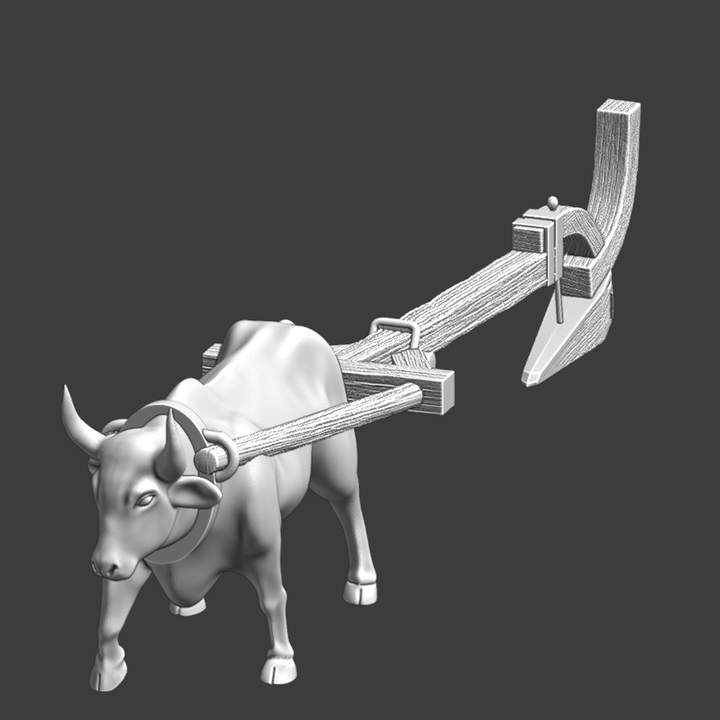 3D Printable Medieval oxen with ploug by Northern Crusades Miniatures
