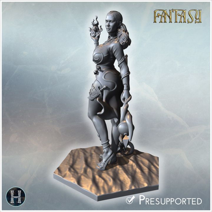 3D Printable Succubus with alluring pose, holding flame, standing ...