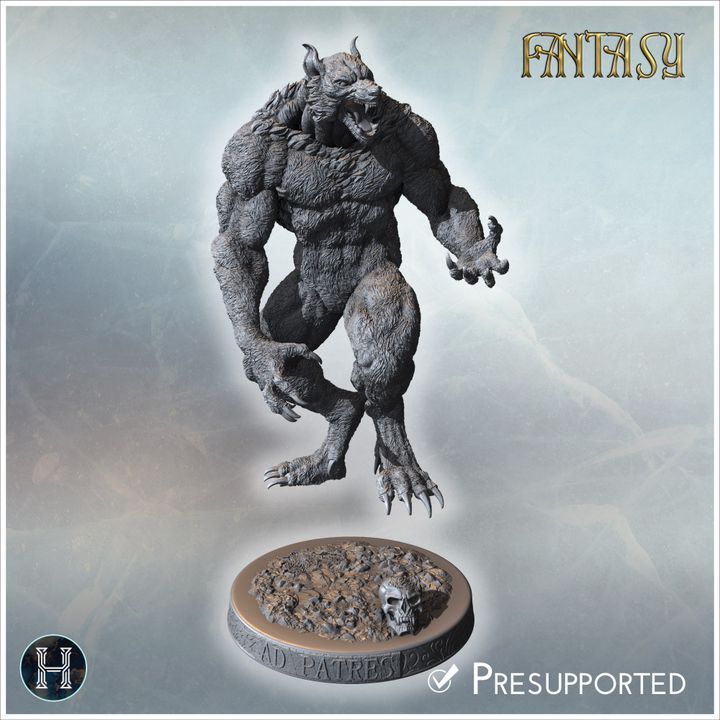 3D Printable Werewolf with sharp claws, fierce expression, and muscular ...