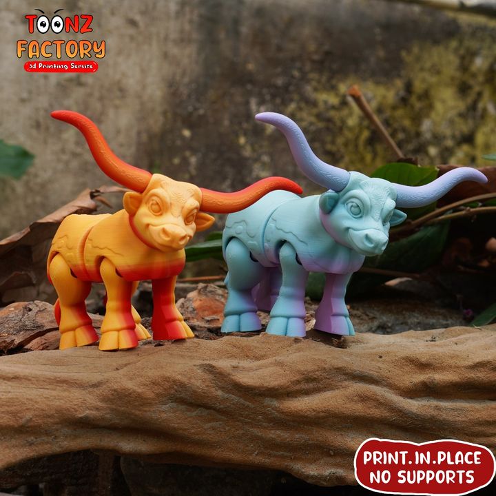 3D Printable Flexi Longhorn by Toonz Factory