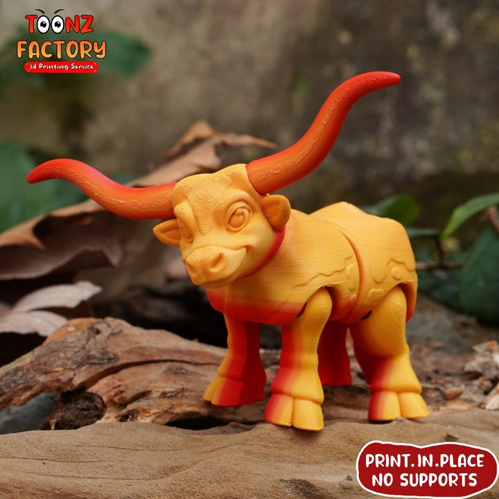 3D Printable Flexi Longhorn by Toonz Factory