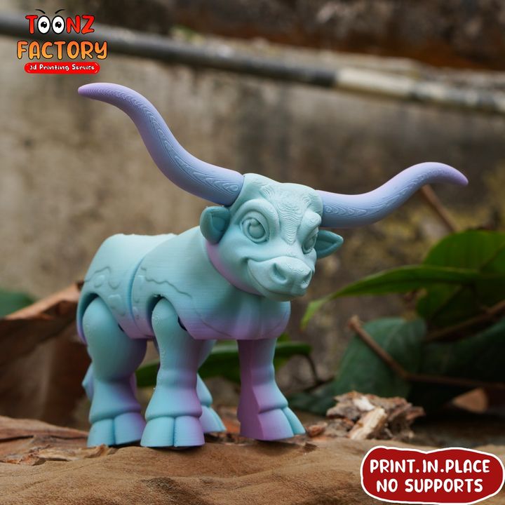 3D Printable Flexi Longhorn by Toonz Factory