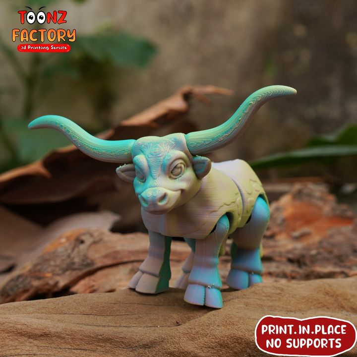 3D Printable Flexi Longhorn by Toonz Factory