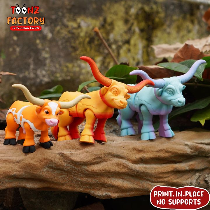 3D Printable Flexi Longhorn by Toonz Factory