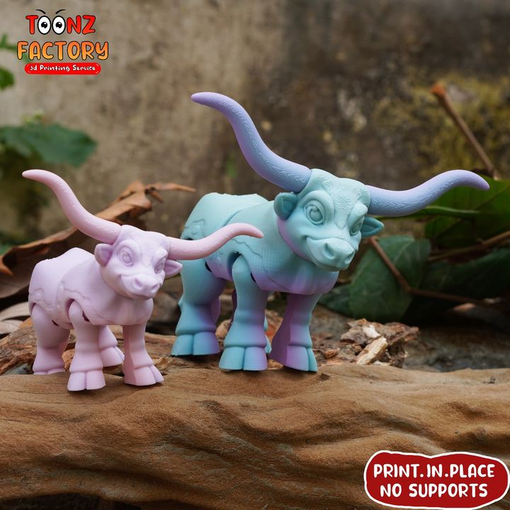 3D Printable Flexi Longhorn by Toonz Factory