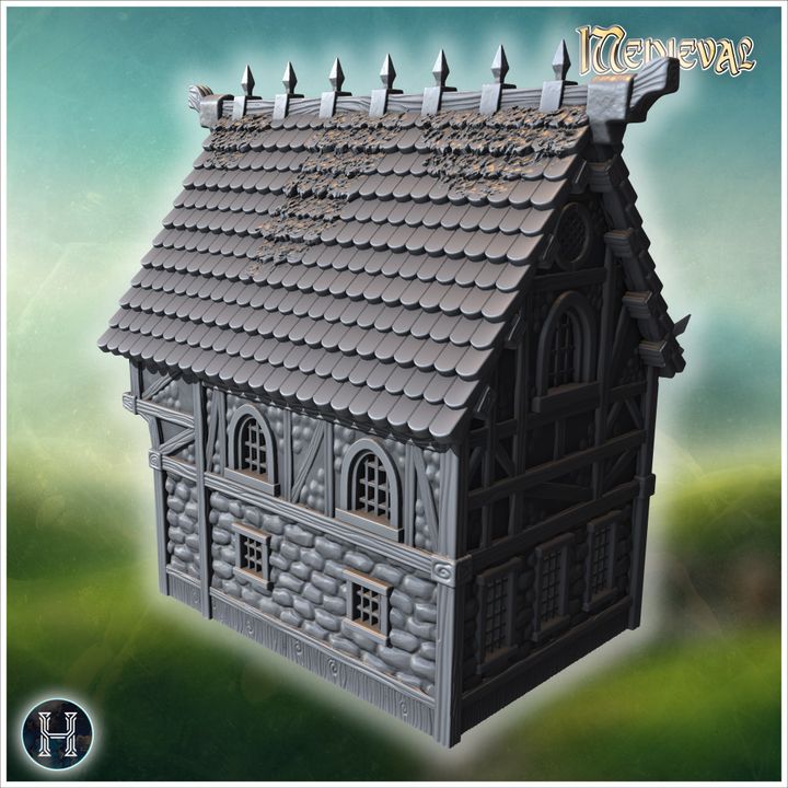 3D Printable Elaborate stone house featuring ornate carvings and ...