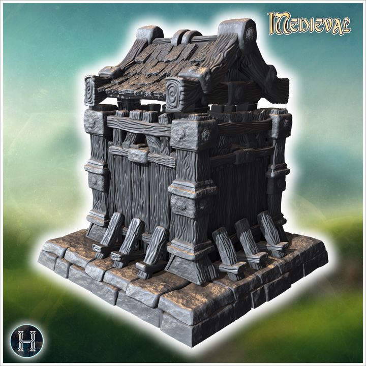 3D Printable Small fortified wooden building with reinforced beams ...