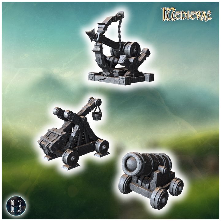 3D Printable Three medieval siege weapons including a ballista ...