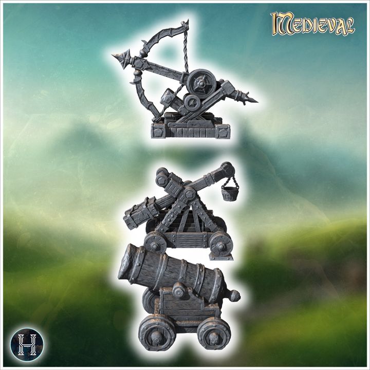 3D Printable Three medieval siege weapons including a ballista ...