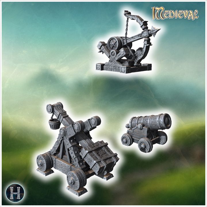 3D Printable Three medieval siege weapons including a ballista ...