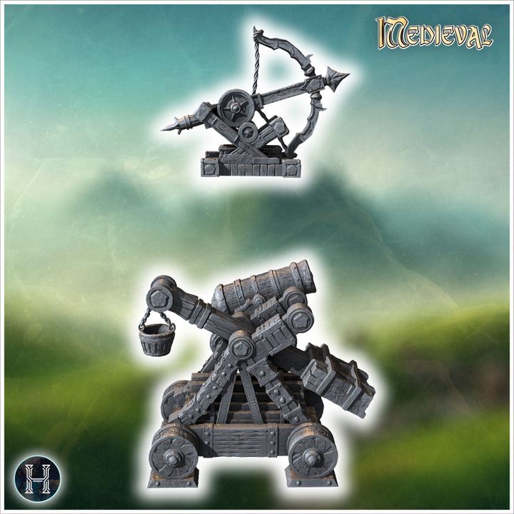 3D Printable Three medieval siege weapons including a ballista ...