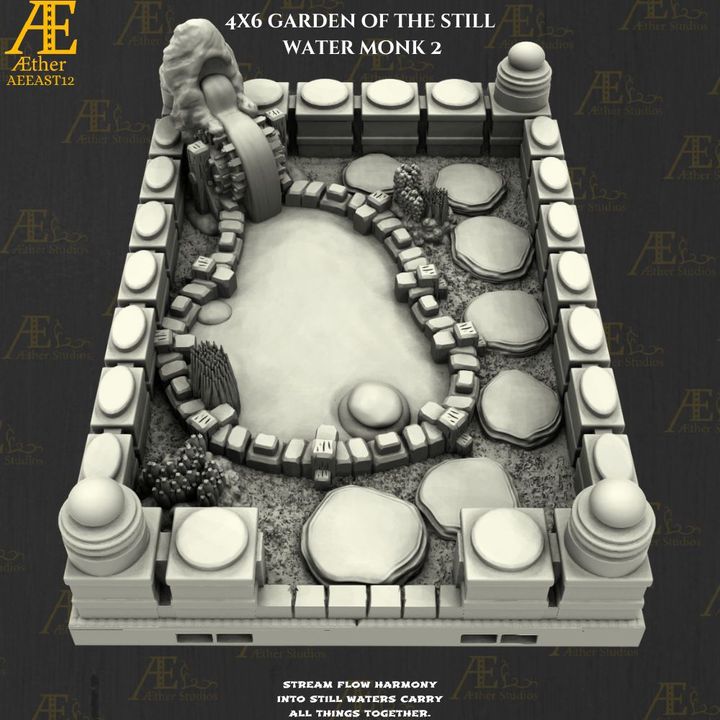 3D Printable AEEAST12 - Garden of the Still Water Monk by Aether Studios