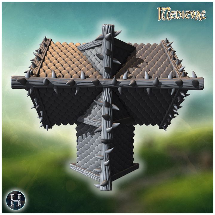 3D Printable Medieval building with reinforced wooden beams and ...