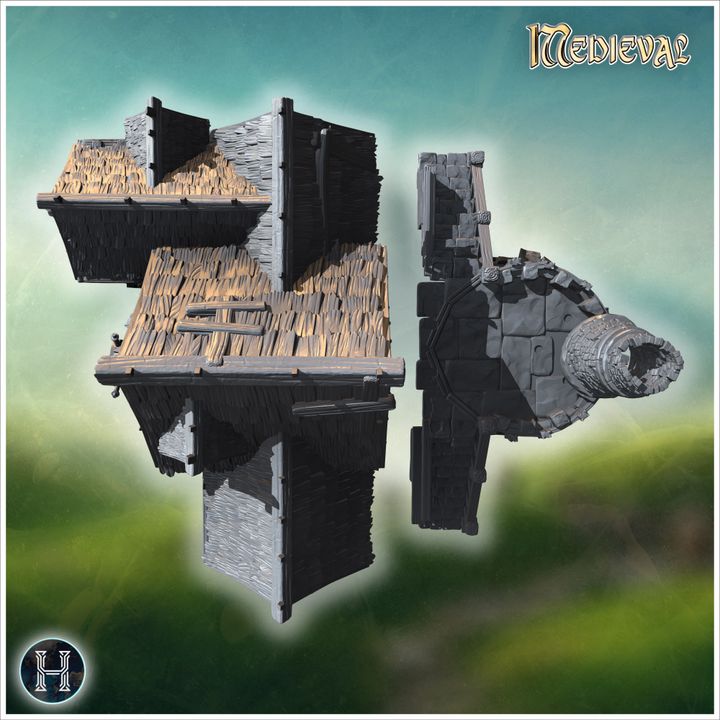 3D Printable Expansive guild hall featuring decorative woodwork, stone ...