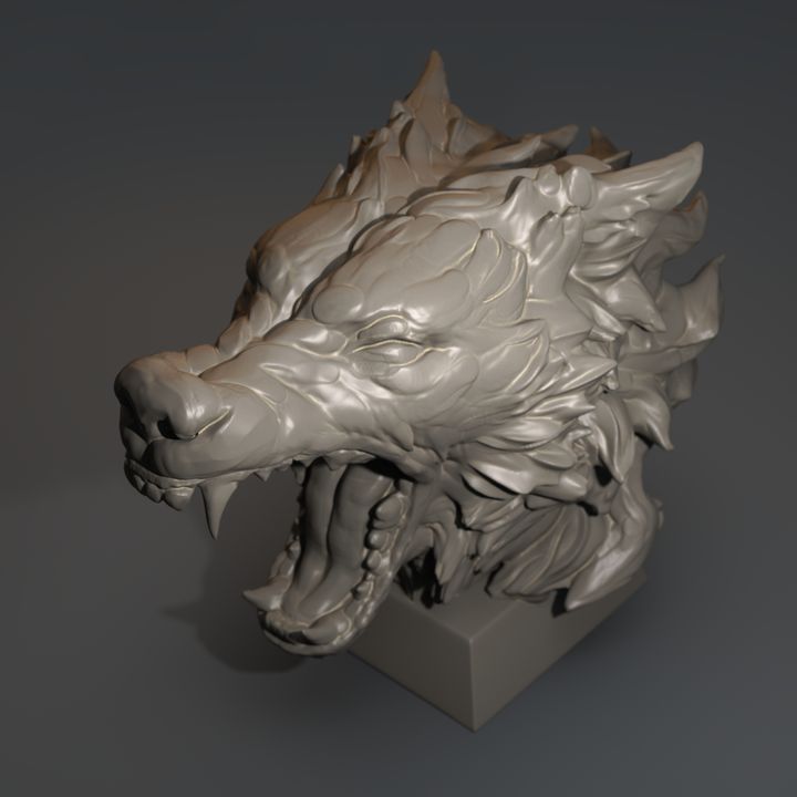3D Printable Wolf Bust by Art of V