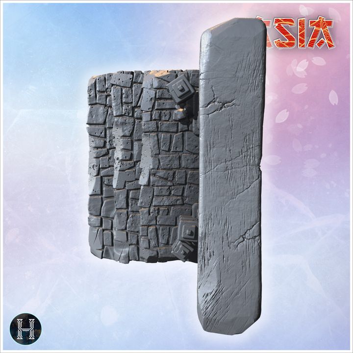 3D Printable Small torii gate on stone steps with surrounding ...