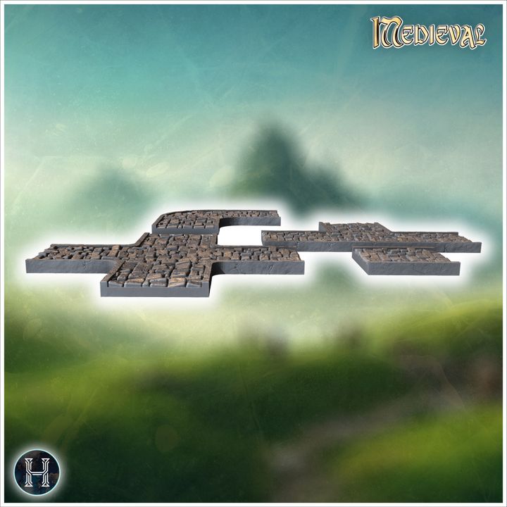 3D Printable Modular cobblestone street sections with detailed patterns ...