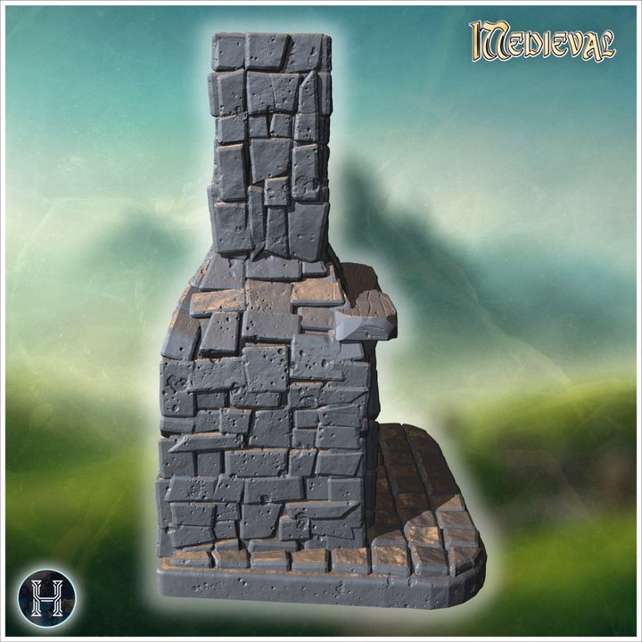 3D Printable Rustic stone chimney with intricate brickwork and textured ...