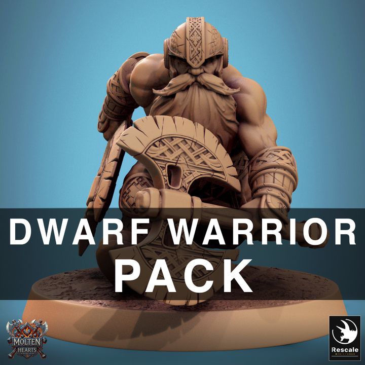 3D Printable Pack Dwarf Warriors by Rescale Miniatures