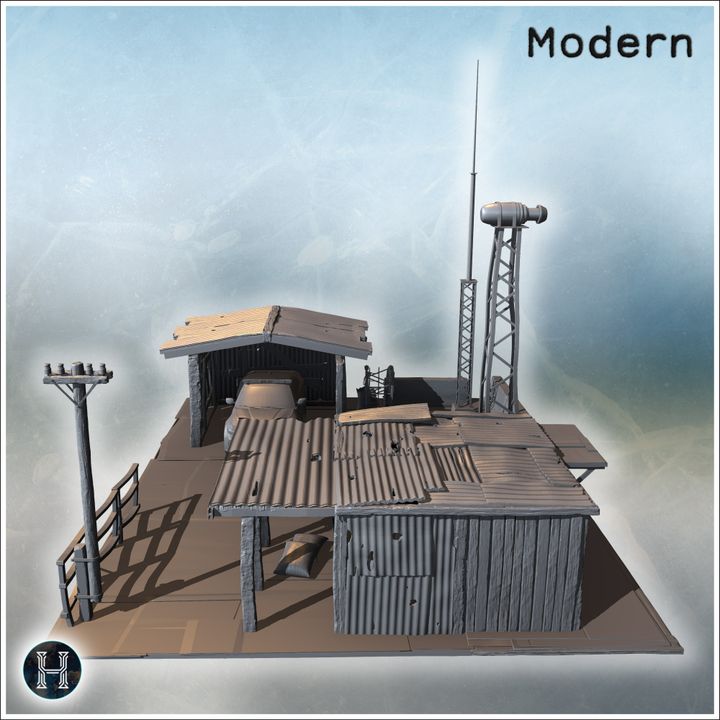 3D Printable Small industrial complex with corrugated metal roofs ...