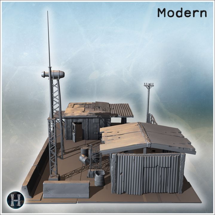 3D Printable Small industrial complex with corrugated metal roofs ...