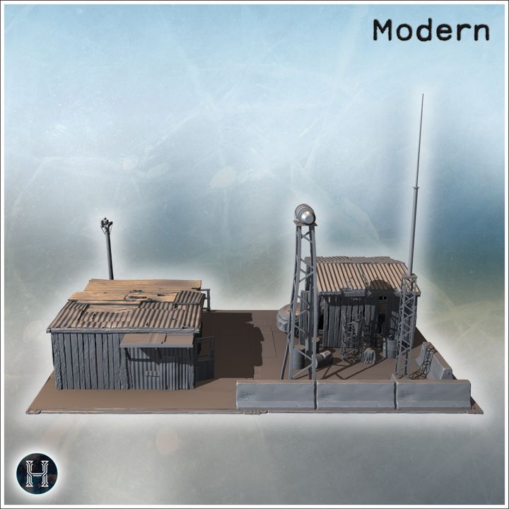 3D Printable Small industrial complex with corrugated metal roofs ...